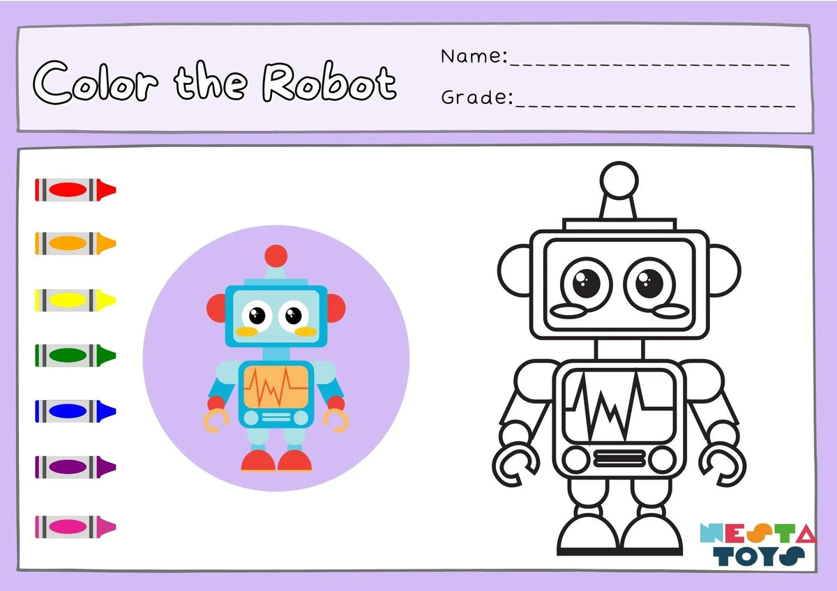 Color the Robot Activity Sheet – NESTA TOYS