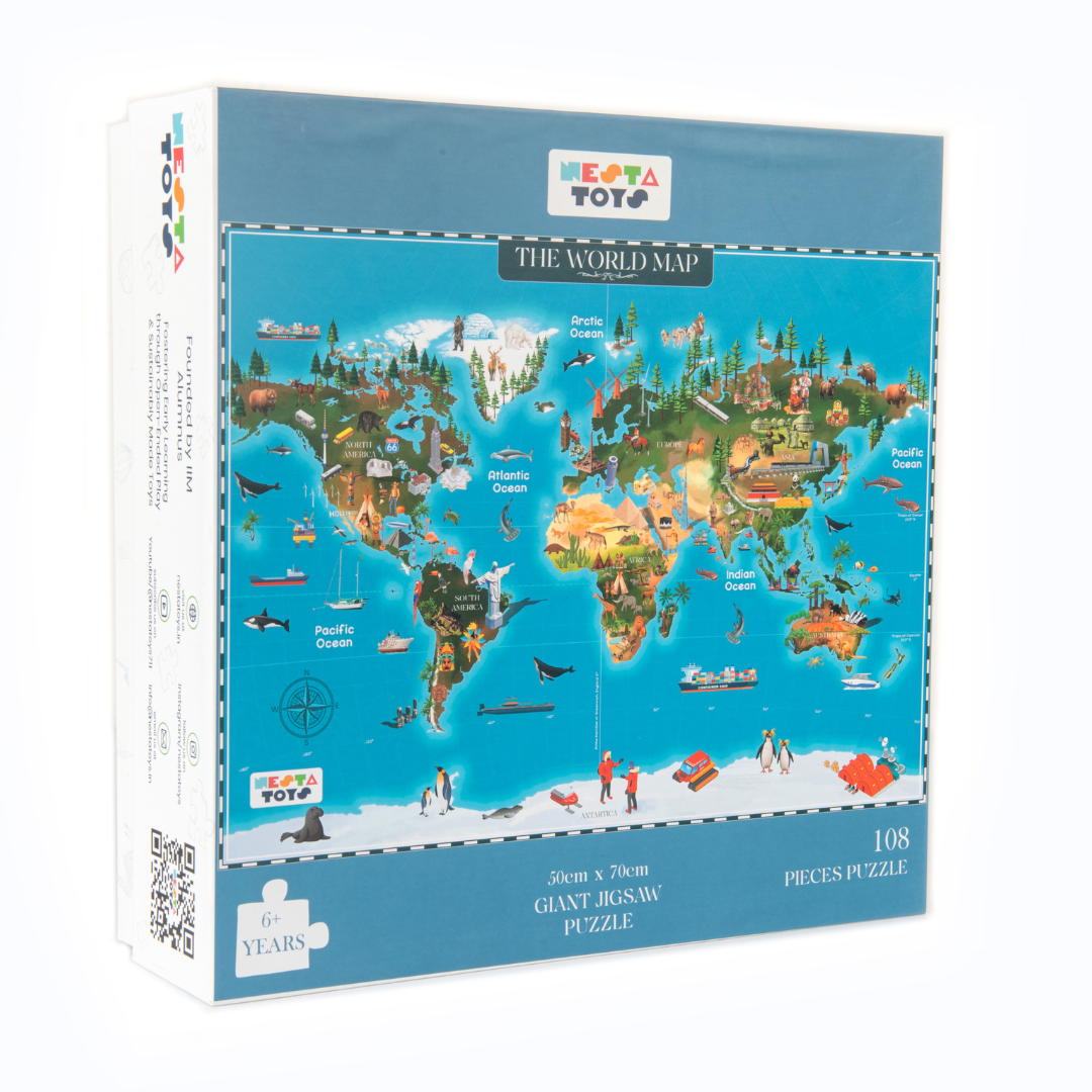 World Map Jigsaw Puzzle (108 Jumbo Pieces) | Puzzle for Kids – nestatoys