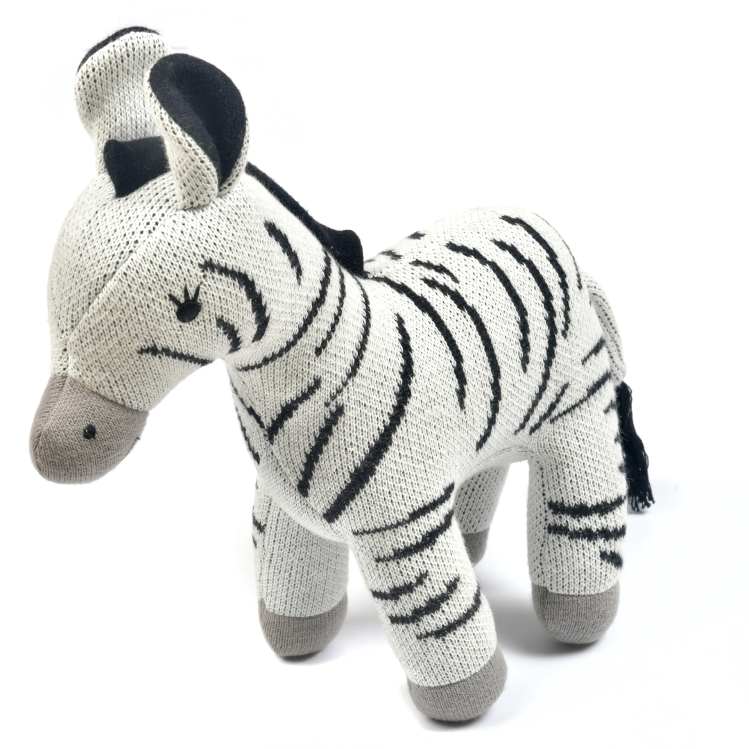Zippy the Zebra - Knitted Cotton Animal Plush Toy for Kids – nestatoys